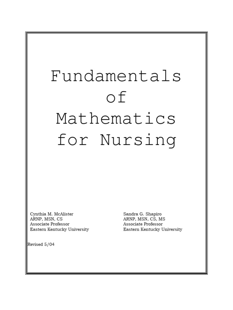 Fundamentals of Mathematics For Nursing | PDF | Litre | Pound (Mass)