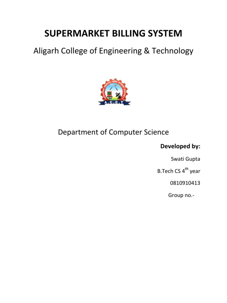 Supermarket Billing System Project | PDF | Supermarket | Databases