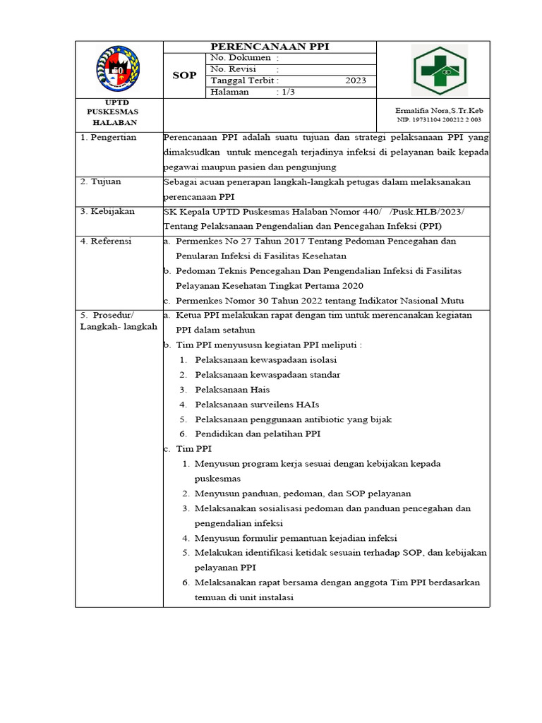 Sop Ppi Perencanaan | PDF