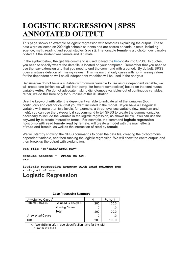 Logistic Regression | PDF | P Value | Categorical Variable