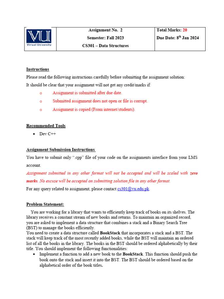 Fall 2023 CS301 2 | PDF