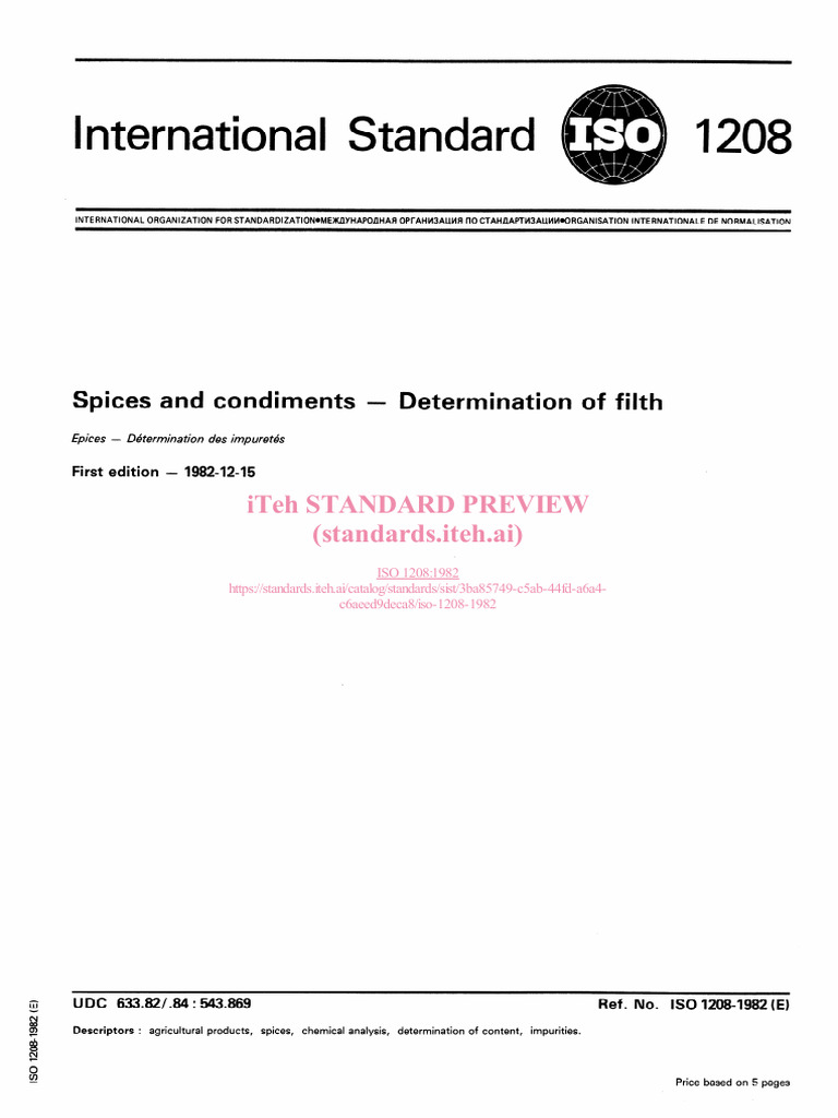 Iso 1208 1982 | PDF