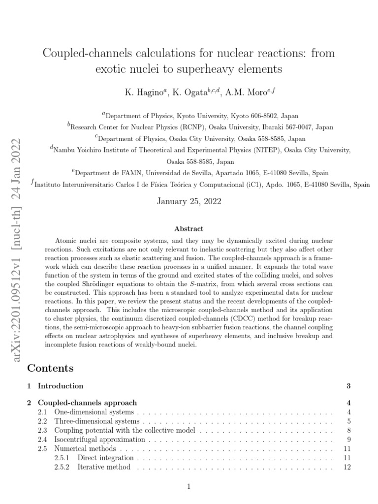 Nuclear Reactions & Coupled Channels | PDF | Scattering | Nuclear Fusion