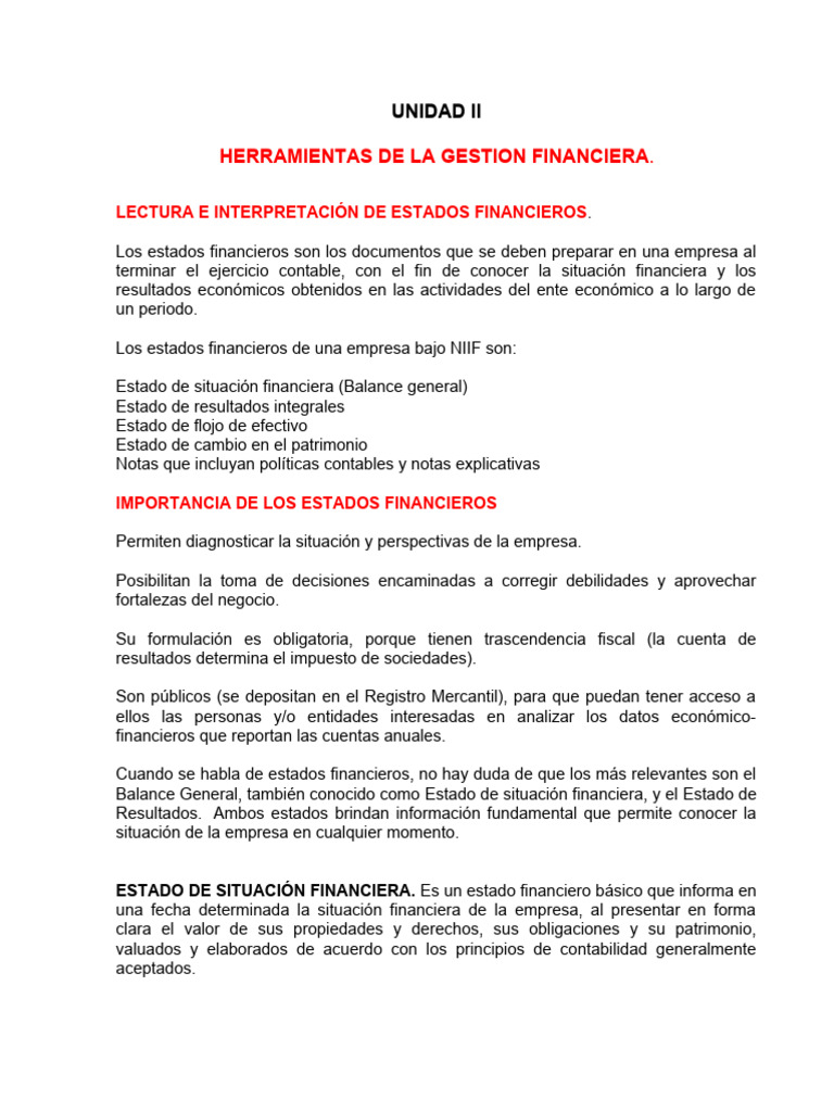 Unidad II Herramientas de La Gestion Financiera | PDF | Apalancamiento (Finanzas) | Contabilidad