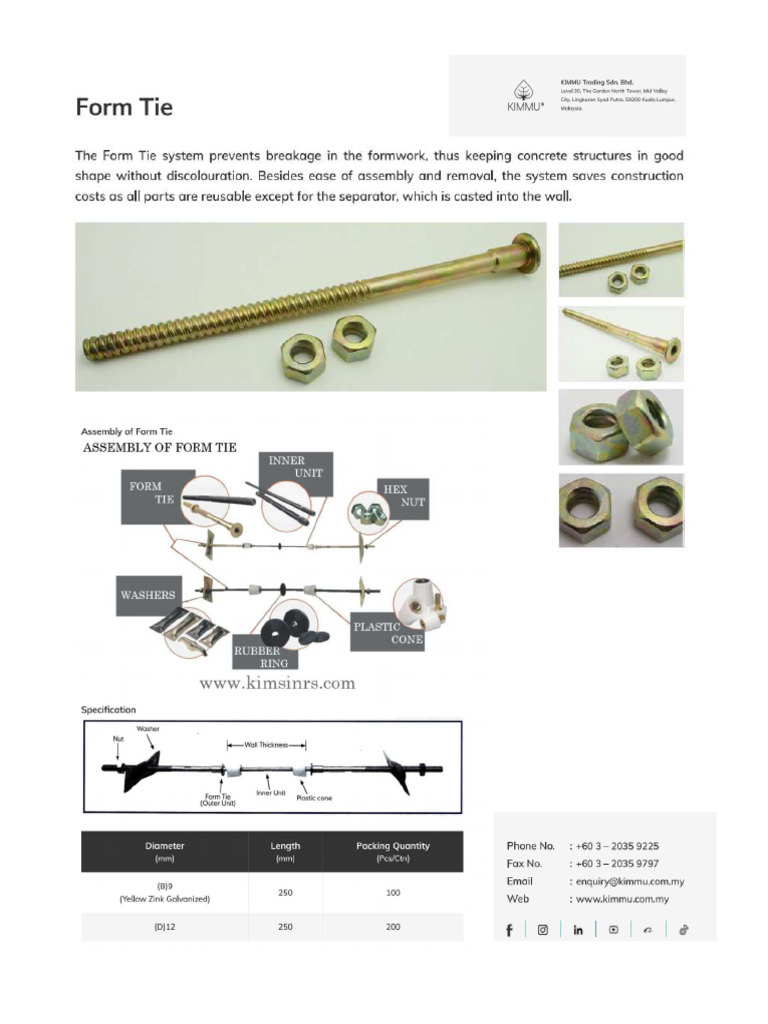 Inner Unit Form Tie KIMMU | PDF
