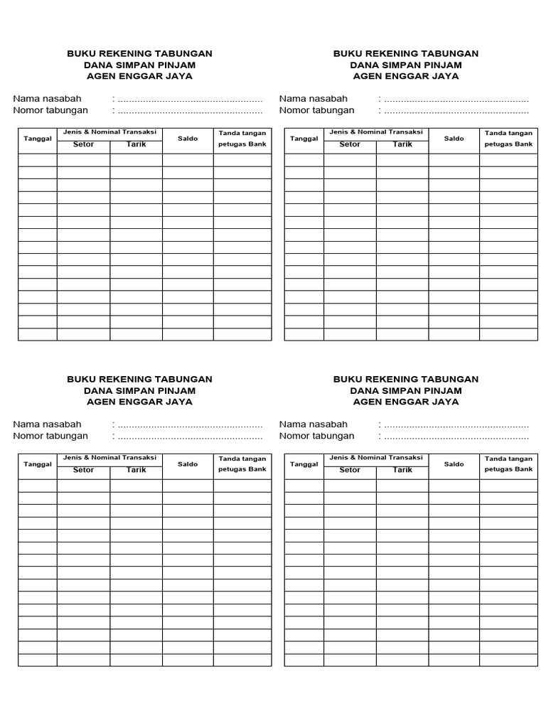 BUKU REKENING TABUNGAN | PDF