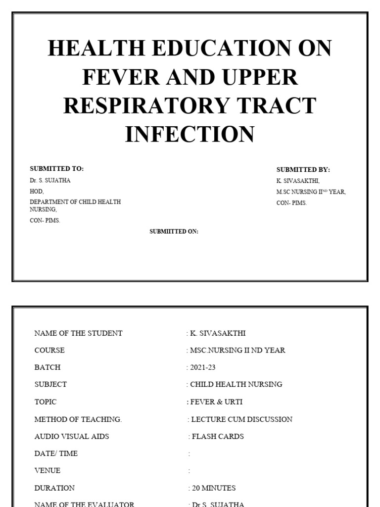 LESSON PLAN ON Fever | PDF