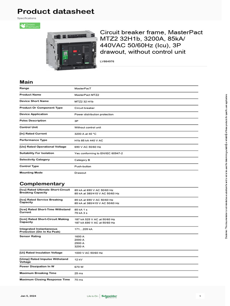 Schneider Electric - MasterPact-MTZ - LV864976 | PDF