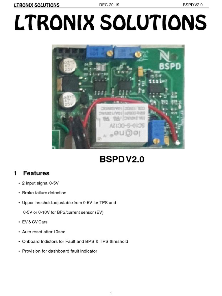 Ltronix Solutions BSPD V3.0 | PDF | Throttle | Electricity