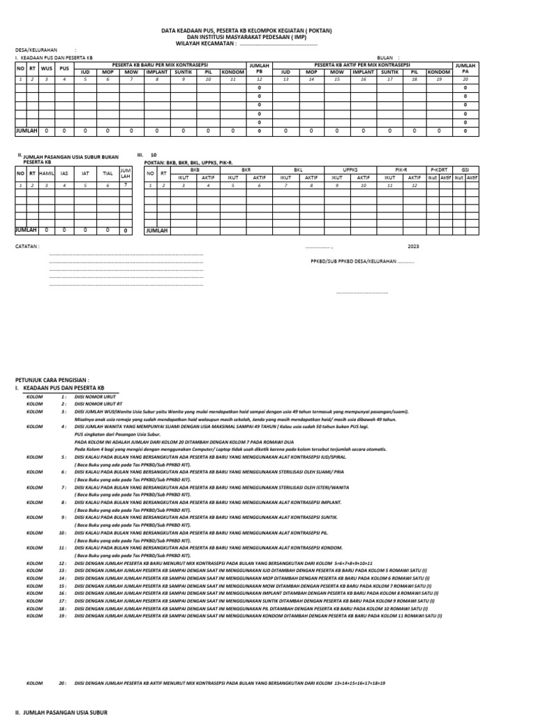 Laporan Bulanan Kader Ppkbd-Sub PPKBD 2024 | PDF