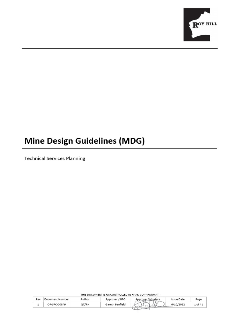 Mine Design Guidelines 1 | PDF