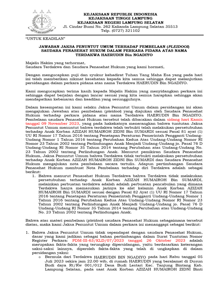 Replik | PDF | Hukum