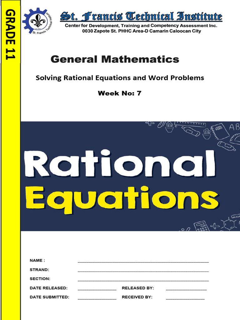 Week 7 General Mathematics | PDF | Equations | Multiplication