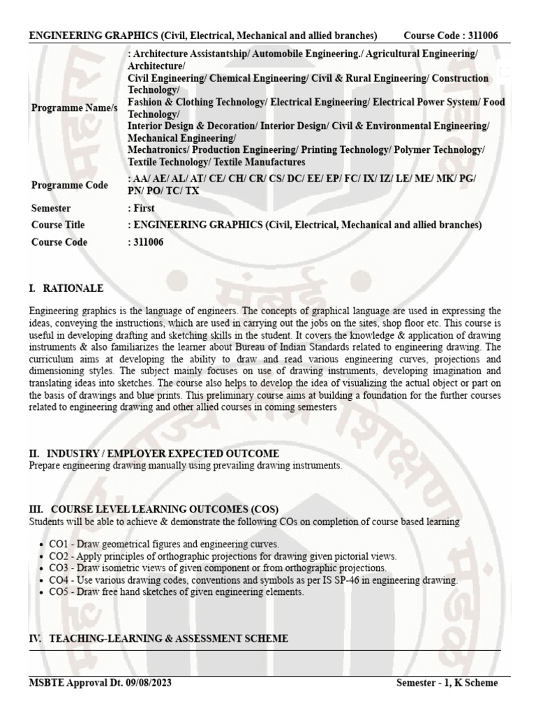 Engineering Graphics Course Overview | PDF | Geometry