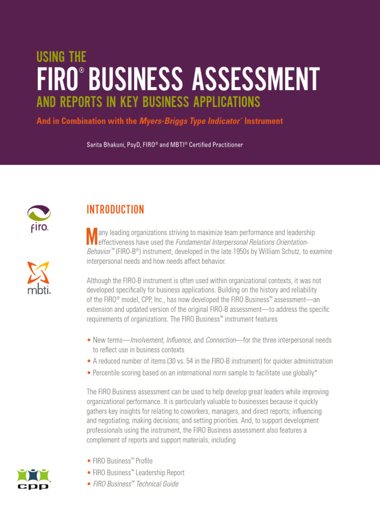 Using - FIRO - Bus - in - Business - Apps - With MBTI | PDF ...
