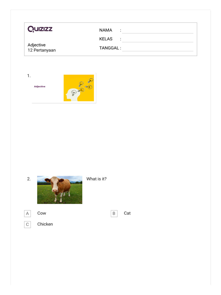 Materi Adjective untuk Kelas 5 SD | PDF