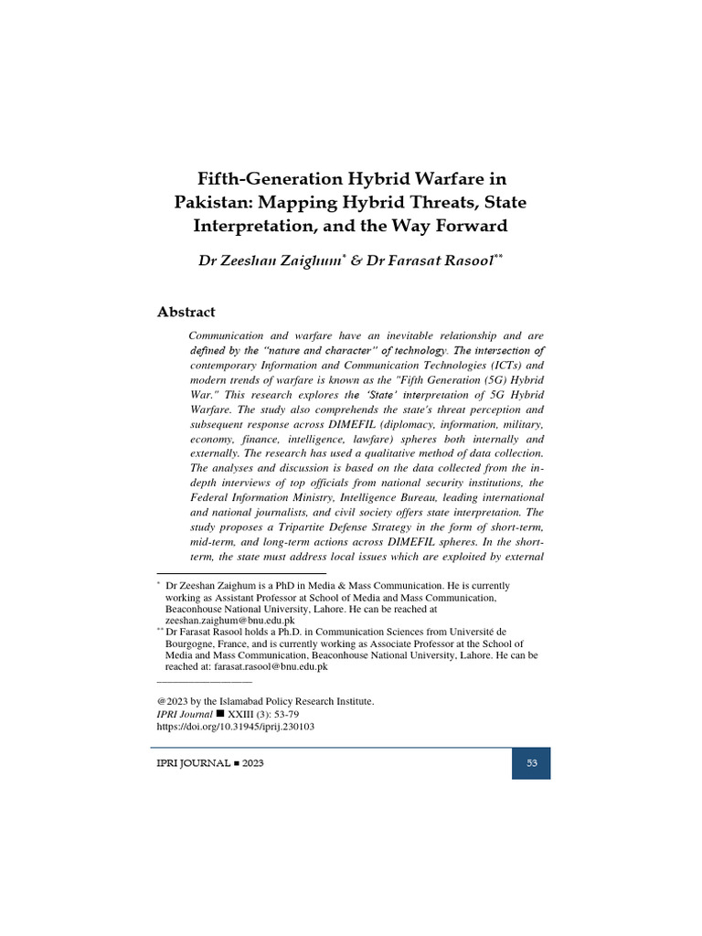 Article 3 IPRI Journal XXIII I .DR Zeeshan Zaighum and DR Farasat ...