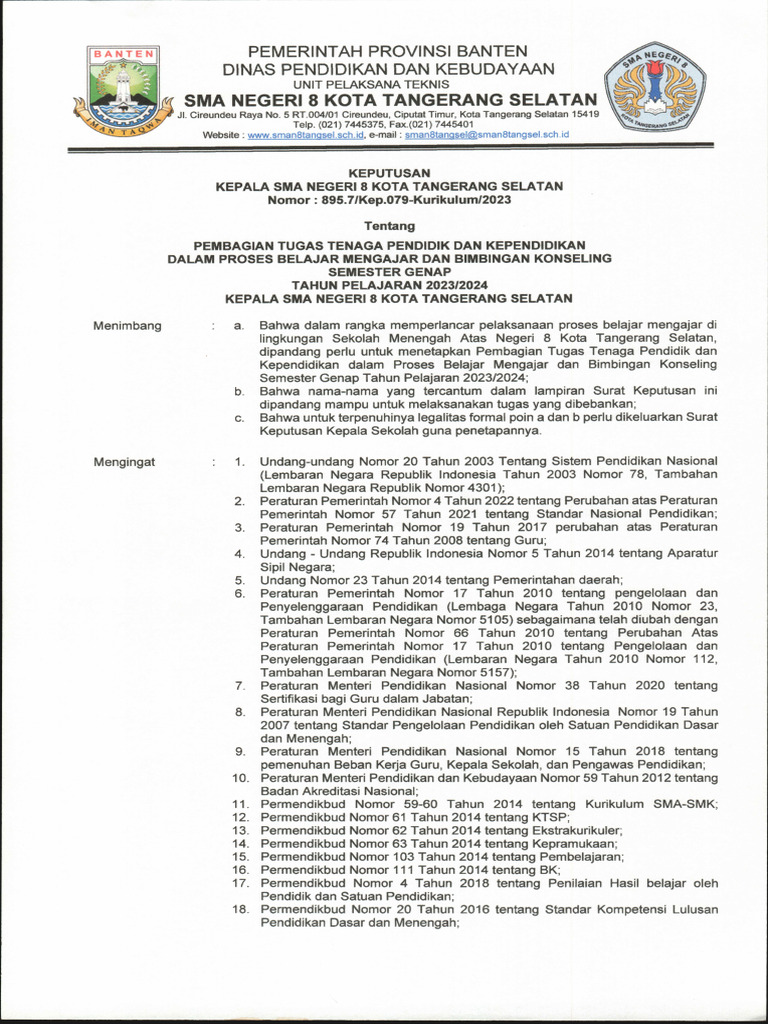 SK KBM Semester Genap 2023 - 2024 | PDF