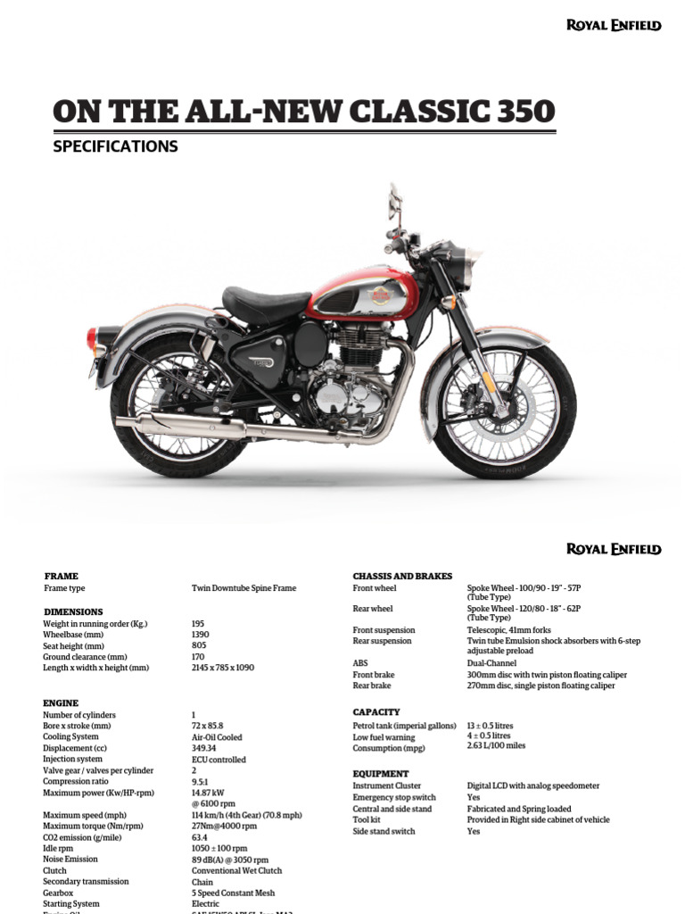 Royal Enfield Classic 350 Technical Specifications | PDF