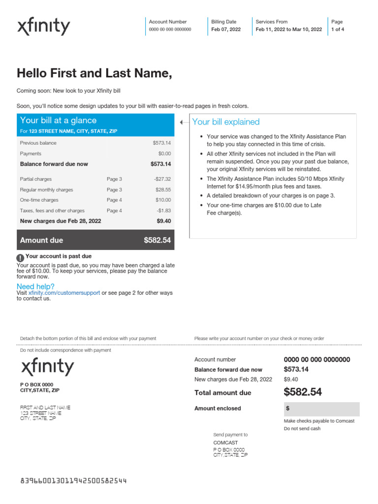 Xfinity Internet Bill Sample 2022 | PDF | Fee | Credit Card