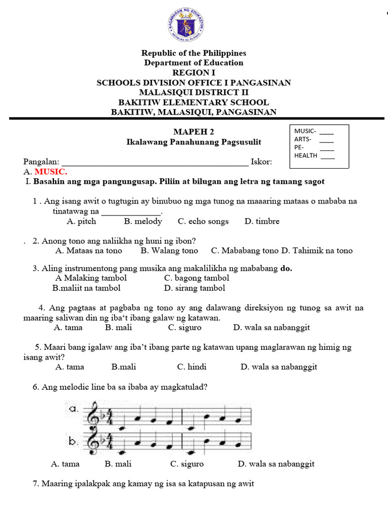 PT - Mapeh 2 - Q2 | PDF