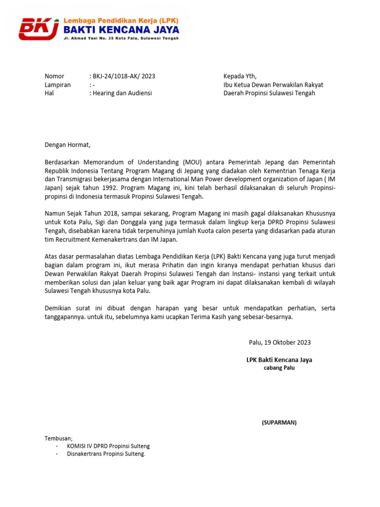 Contoh Menyurat Ke DPR | PDF