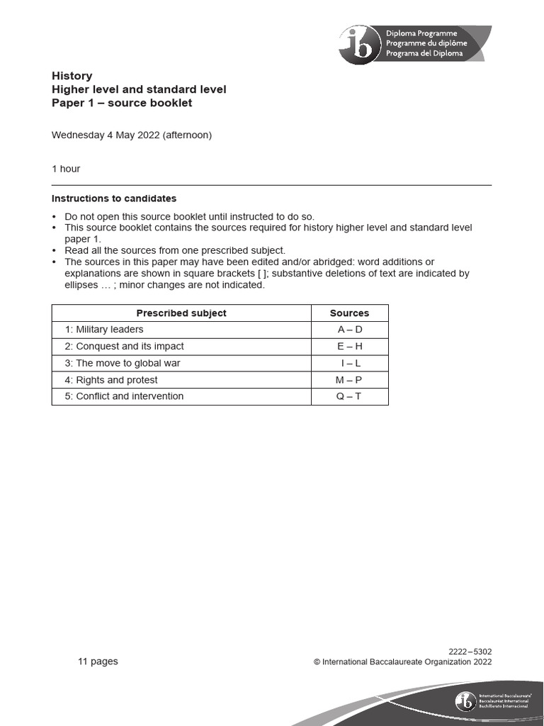 22022history Paper 1 Text Booklet HLSL | PDF 22022history Paper 1 Text Booklet HLSL | PDF