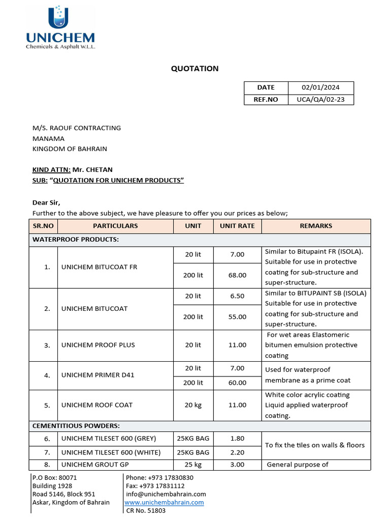 Quotation - RAOUF CONTRACTING - 02 | PDF