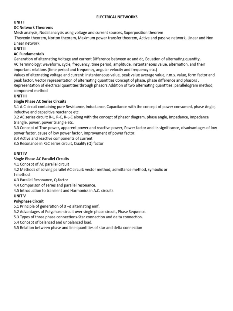Electrical Networks | PDF | Root Mean Square | Ac Power