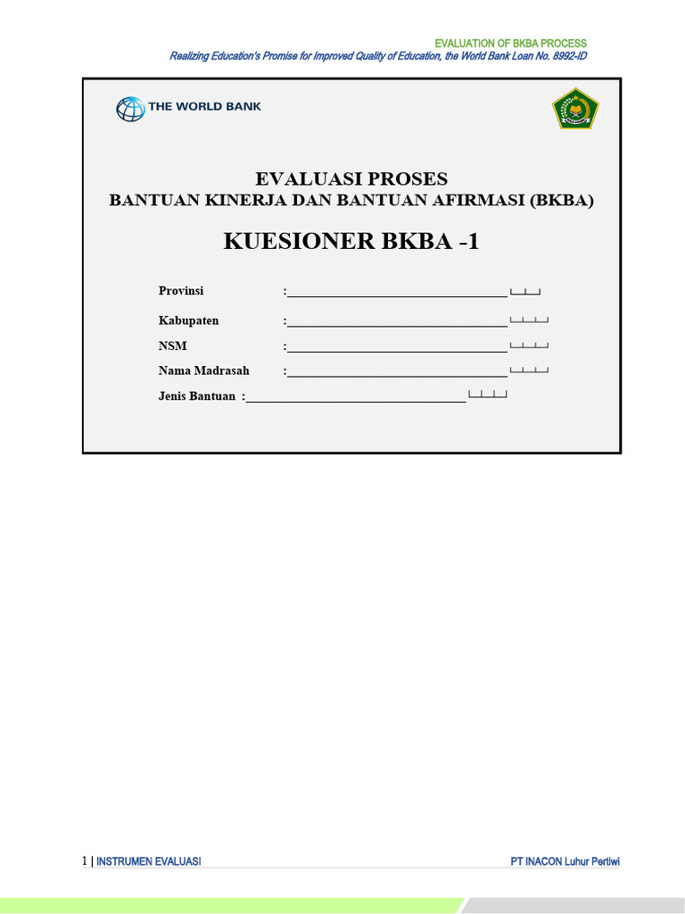 Kuesioner Bkba - 1 - Fin-Tl 20231216 | PDF