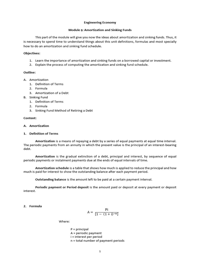 Module 5 - Amortization and Skinking Funds | PDF