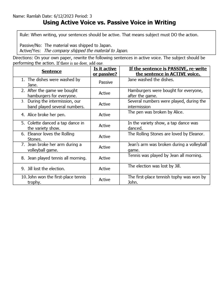 Active Passive Voice 2answers | PDF | Morphology | Grammar