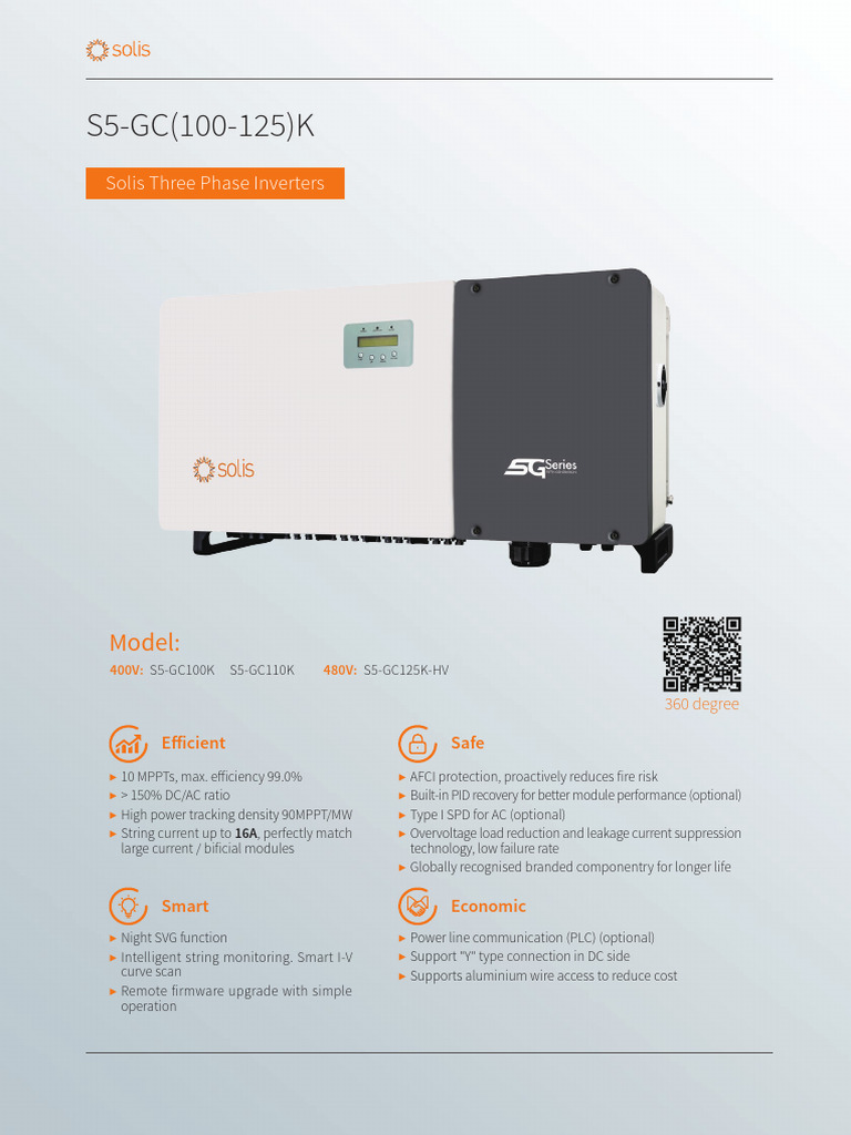 Solis Datasheet S5-GC (100-125) K EUR V1,3 2021 05 | PDF | Alternating Current | Electrical Grid