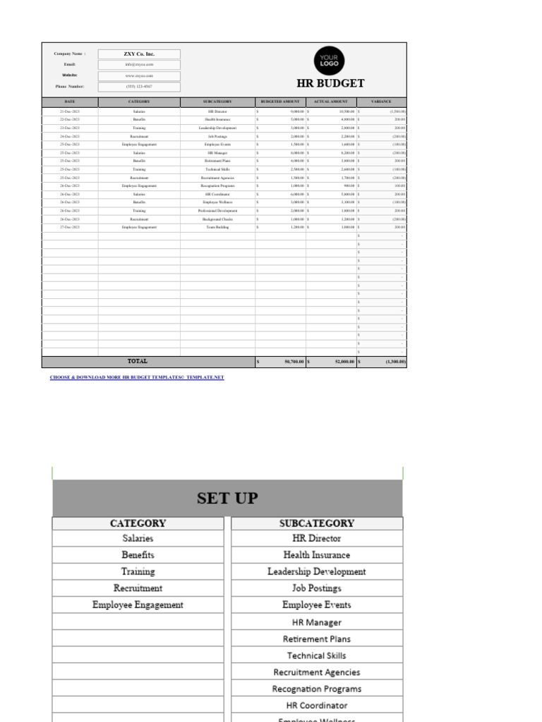 HR Budget Template | PDF | Recruitment | Employment