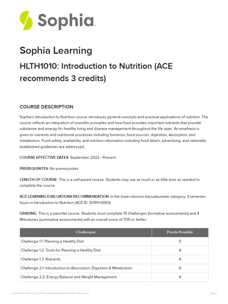 HLTH1010: Intro to Nutrition Course Guide | PDF | Nutrients | Nutrition