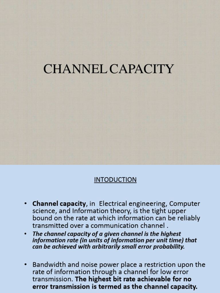 Channel Capacity | PDF