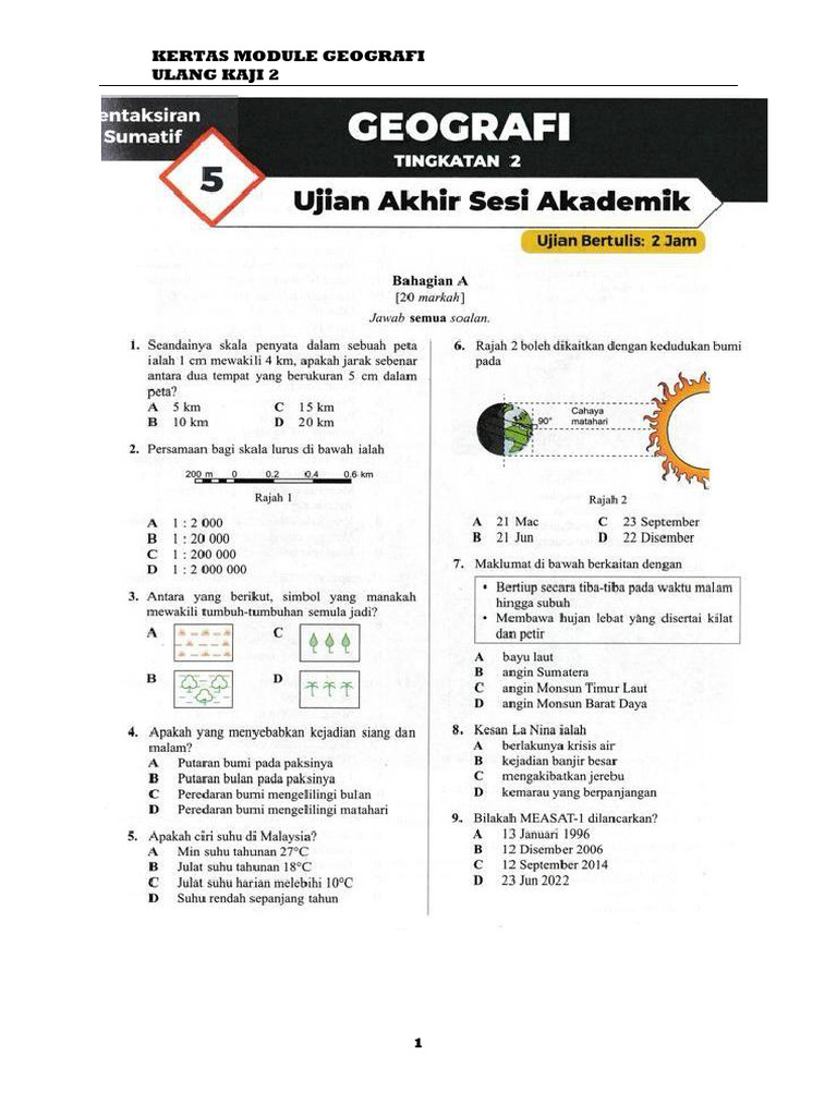 KERTAS MODULE GEOGRAFI TINGKATAN 2 | PDF
