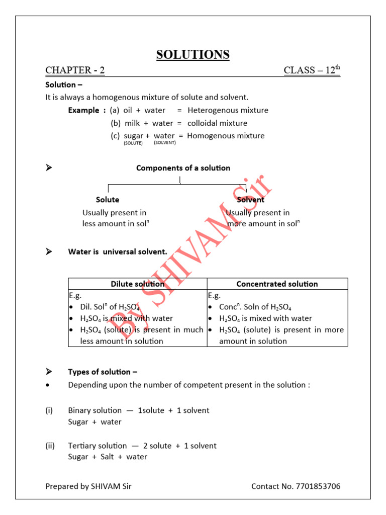 Chapter - 2 Solution | PDF | Osmosis | Solubility