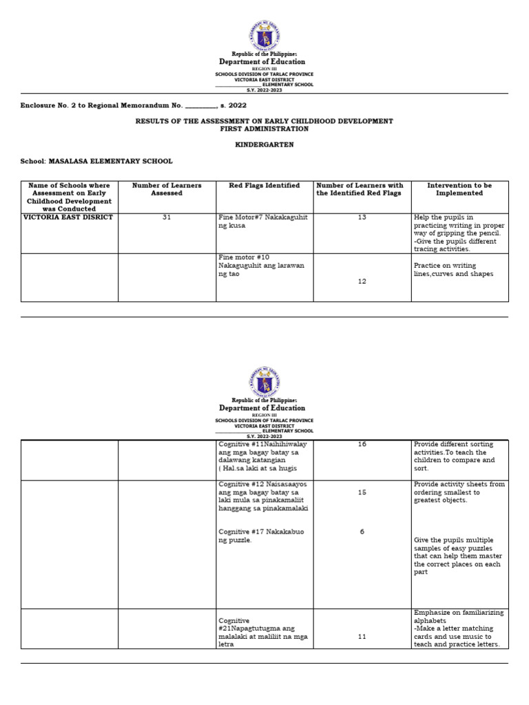 ECD-RESULT-Red-Flag-First-Assessment-CRUZ-ES | PDF