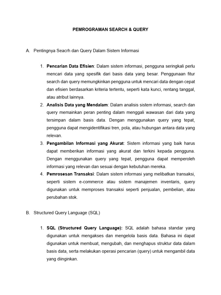 Pemrograman Query Yang Mendukung Basis Data (SQL) | PDF Pemrograman Query Yang Mendukung Basis Data (SQL) | PDF