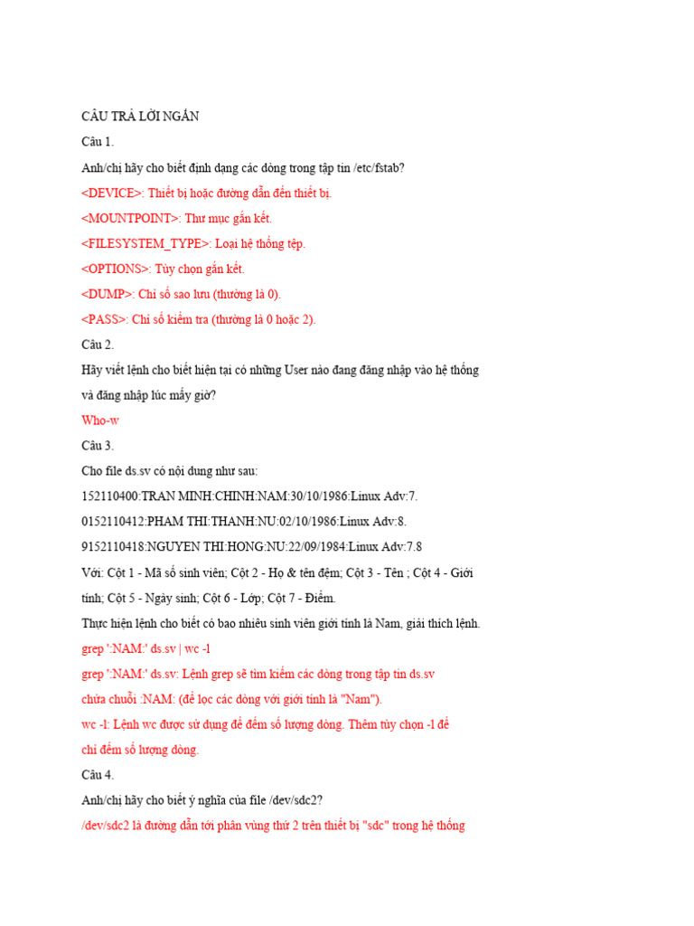 Ôn Tập Thi Linux TN | PDF