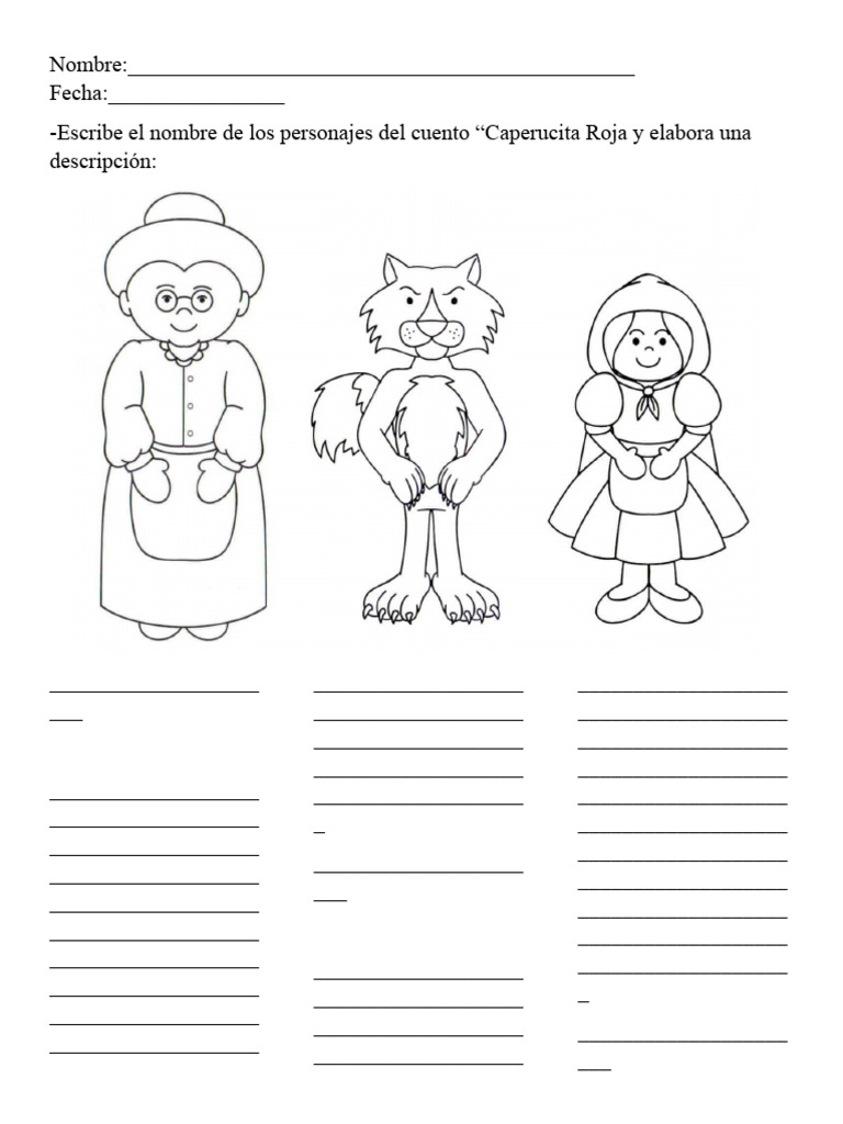 Descripción de personajes Caperucita Roja | PDF