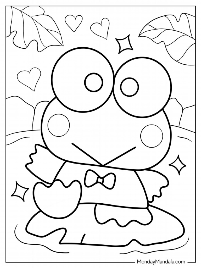 Simple Keroppi Coloring Page For Kids | PDF