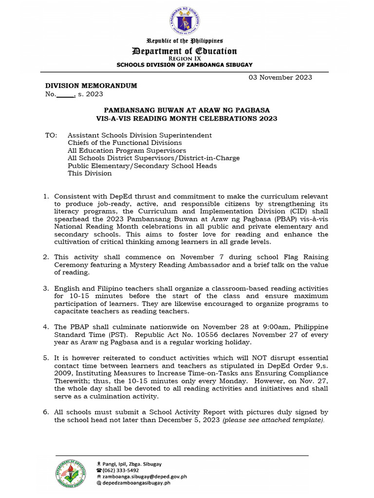 Reading Month and PBAP 2023 | PDF