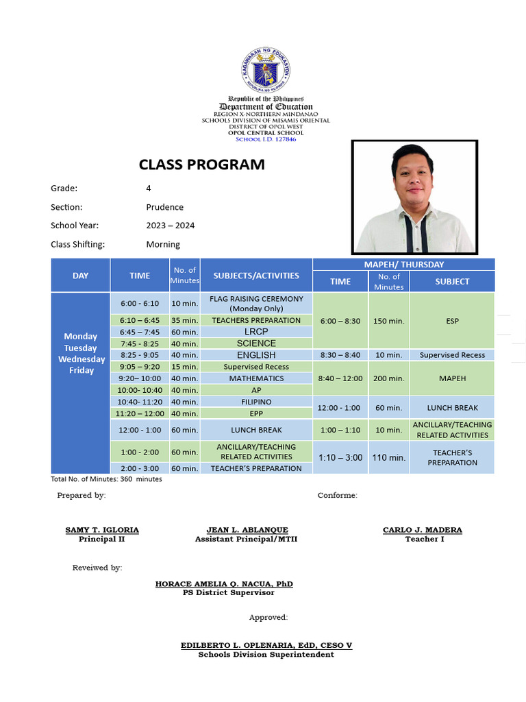 Corrected Final Individual Class Program Grade 4 2023 2024 | PDF | Academic Degree | Vocational ...