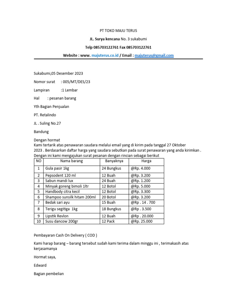 PT TOKO MAJU TERUS Iki | PDF
