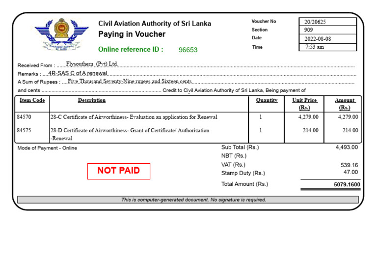 Civil Aviation Authority Payment Voucher | PDF | Payments