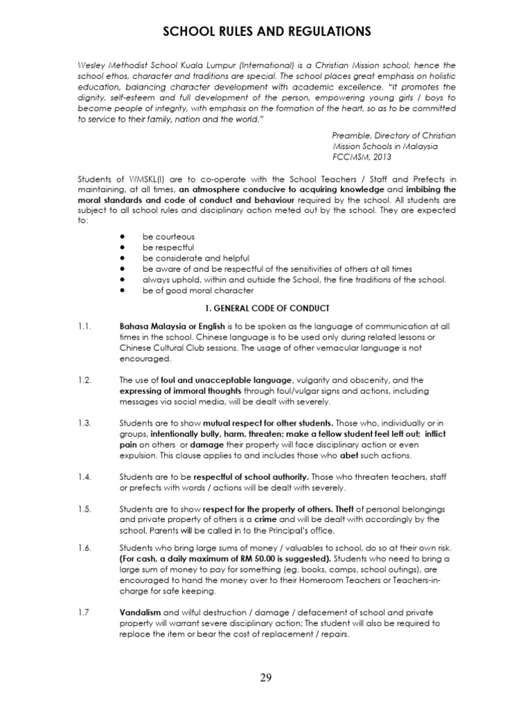 School Rules Regulations 2022 2023 | PDF