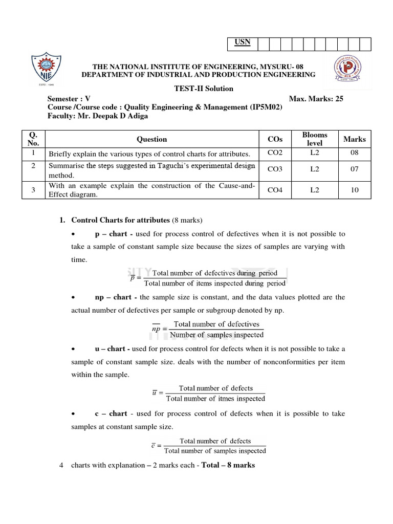 QE&M Test 2 Solution | PDF | Experiment | Sampling (Statistics)
