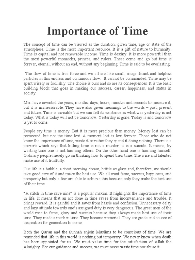 Importance of Time | PDF | Religion And Belief